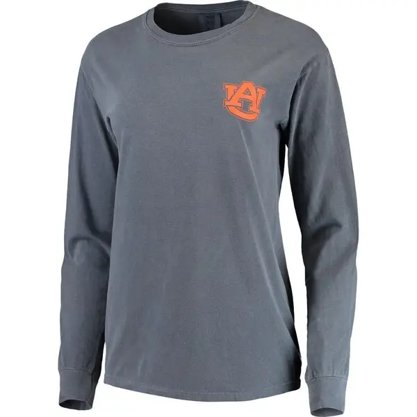SUMMIT SPORTSWEAR Auburn Tigers Comfort Colors Campus Skyline Long Sleeve Oversized T-shirt - Navy