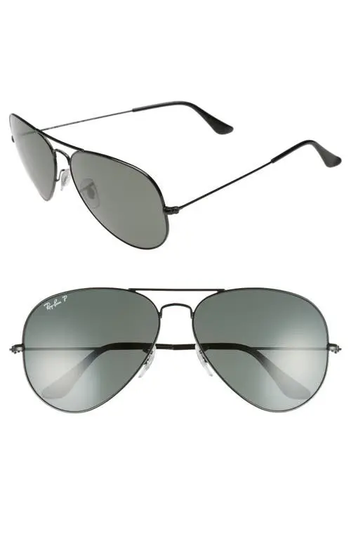 Ray-ban 62mm Polarized Aviator Sunglasses - Black/polarized