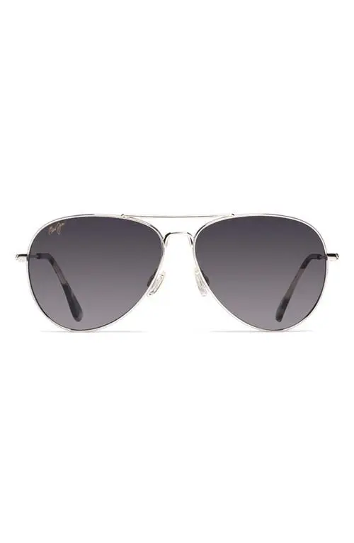 Maui Jim Mavericks 61mm Aviator Sunglasses - Silver