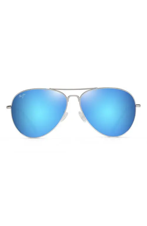 Maui Jim Mavericks Aviator Sunglasses - Silver/blue Hawaii