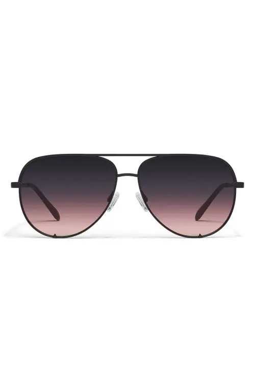 Quay High Key 64mm Oversize Aviator Sunglasses - Black/black Plum Pink