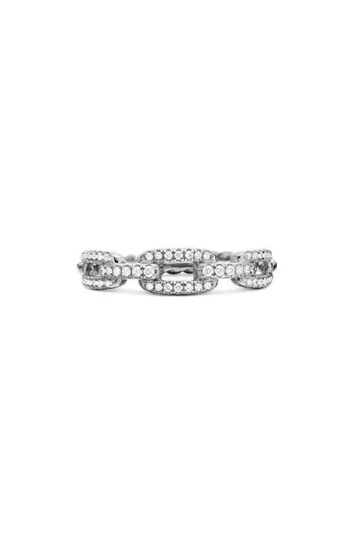 David Yurman Stax Diamond Chain Link Ring - White Gold