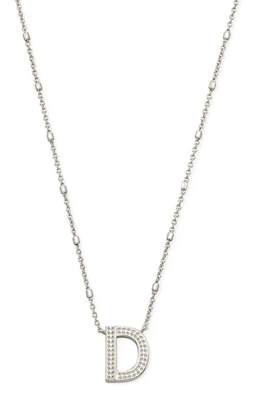 Kendra Scott Initial Pendant Necklace - Rhodium Metal-d