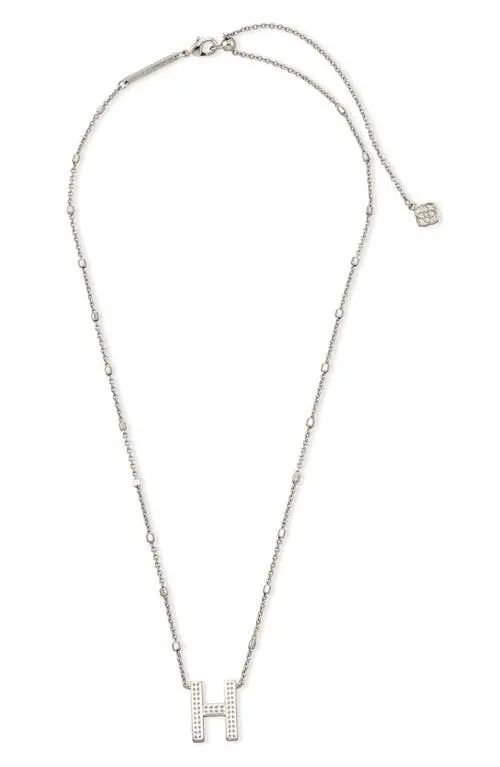 Kendra Scott Initial Pendant Necklace - Rhodium Metal-h