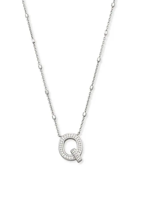 Kendra Scott Initial Pendant Necklace - Rhodium Metal-q