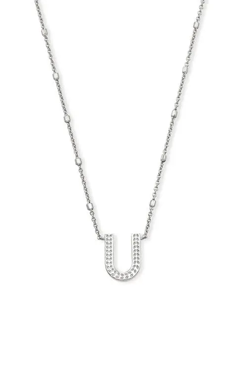 Kendra Scott Initial Pendant Necklace - Rhodium Metal-u