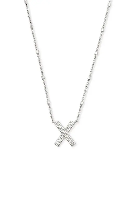 Kendra Scott Initial Pendant Necklace - Rhodium Metal-x