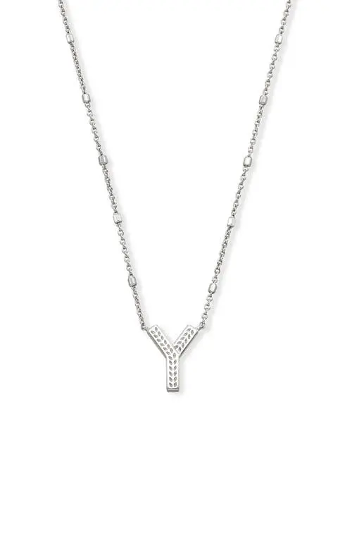 Kendra Scott Initial Pendant Necklace - Rhodium Metal-y