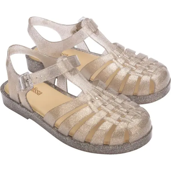 Melissa Possession Glitter Jelly Fisherman Sandal - Beige Silver Glitter