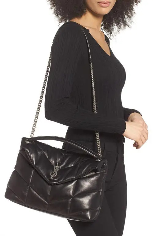 Saint Laurent Medium Lou Puffer Bag - Noir