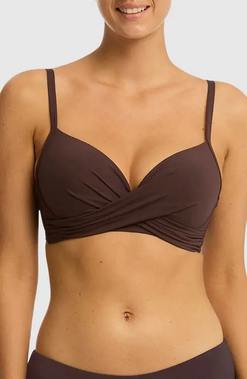 SEA LEVEL Cross Front D- & Dd-cup Molded Underwire Bikini Top - Cocoa