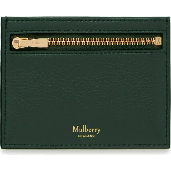 Mulberry Zipped Leather Card Case - Mulberry Green