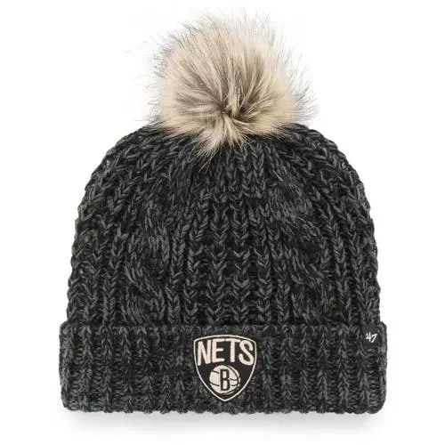 '47 47 Brooklyn Nets Meeko Cuffed Knit Hat With Pom - Black