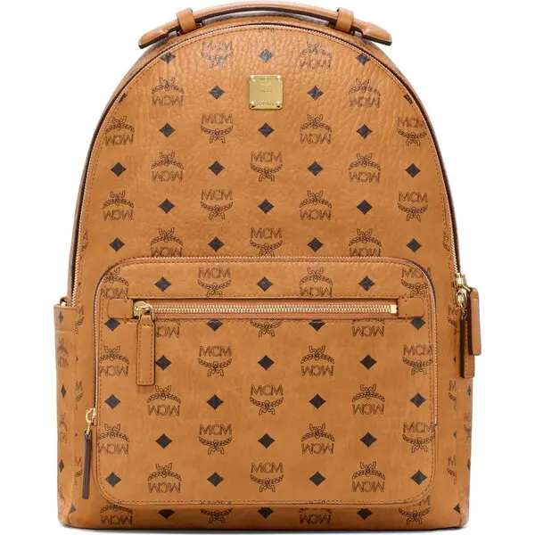 Mcm Stark Visetos Backpack - Cognac
