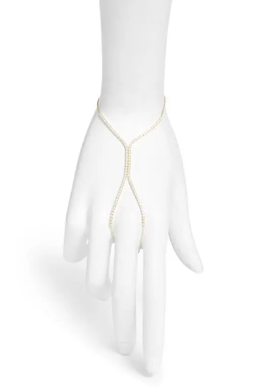 SHYMI Cubic Zirconia Tennis Hand Chain - Gold/ White Stones