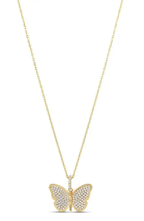 SHYMI Pavé Butterfly Pendant Necklace - Gold/white