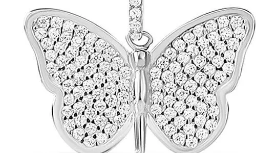 SHYMI Pavé Butterfly Pendant Necklace - Silver/ White