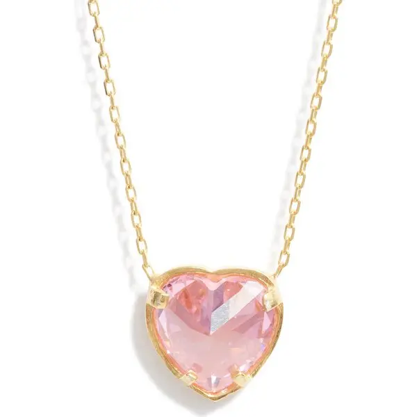 SHYMI Heart Bezel Pendant Necklace - Gold/light Pink