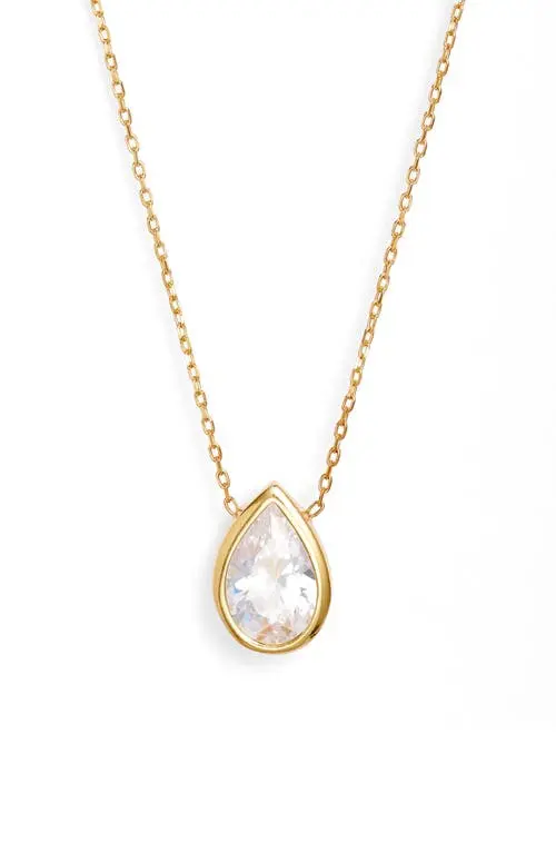SHYMI Pear Cubic Zirconia Bezel Pendant Necklace - Gold/ White