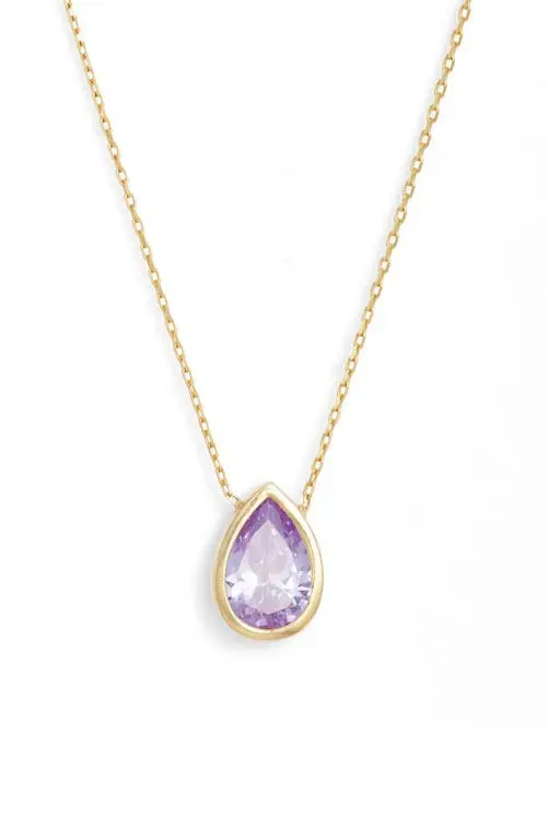 SHYMI Pear Cubic Zirconia Bezel Pendant Necklace - Gold/purple