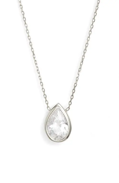 SHYMI Pear Cubic Zirconia Bezel Pendant Necklace - Silver/white