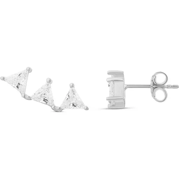 SHYMI 3-stone Ear Crawlers - Silver/ White