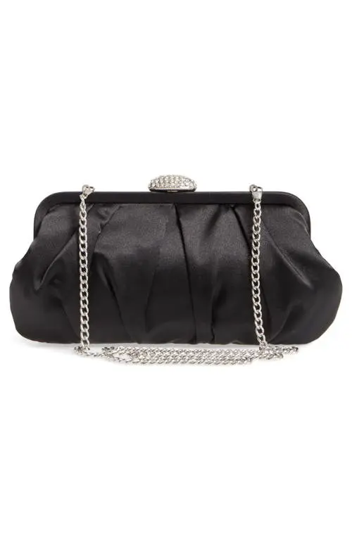 Nina Concord Pleated Satin Frame Clutch - Black