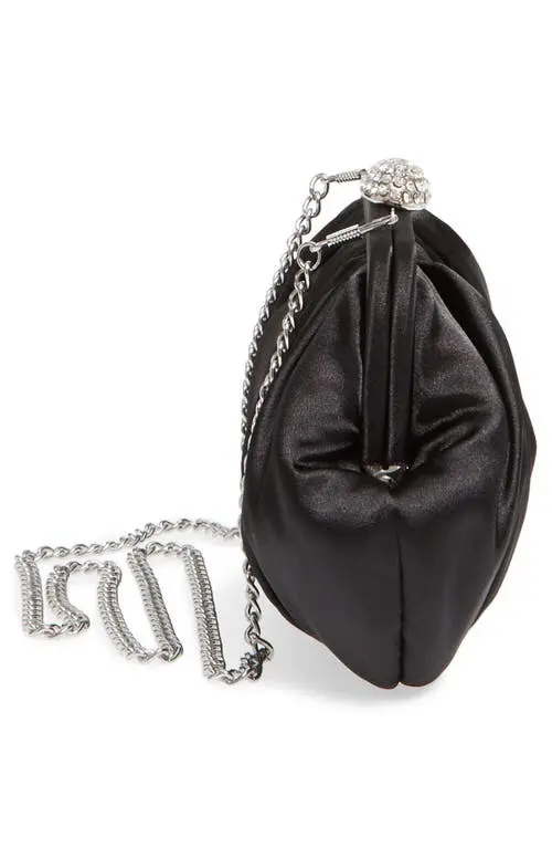 Nina Concord Pleated Satin Frame Clutch - Black