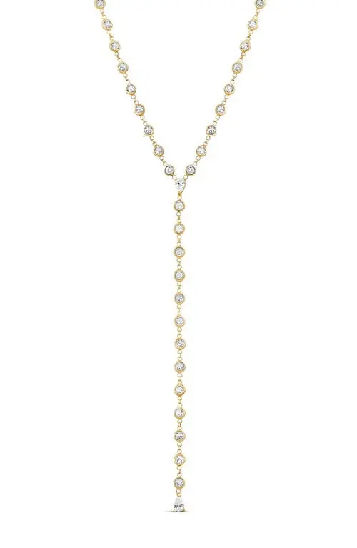 SHYMI Cubic Zirconia Bezel Y-necklace - Gold/white