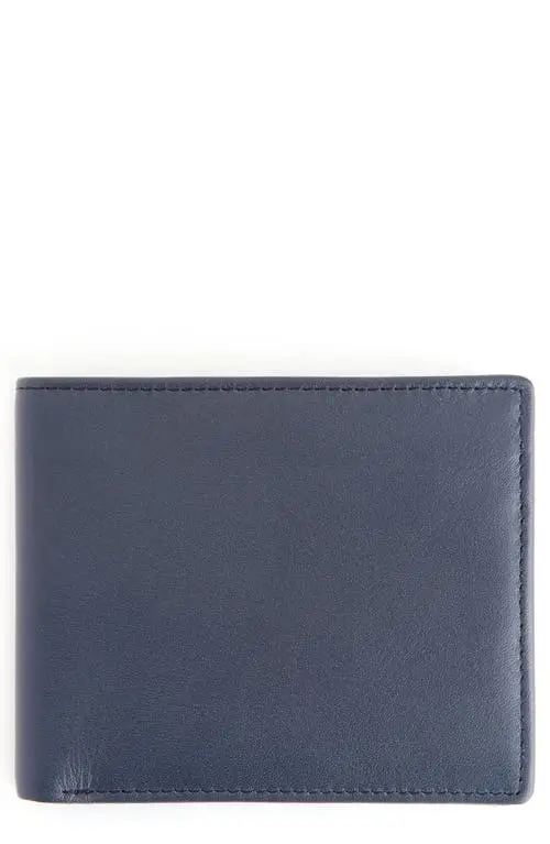 ROYCE NEW YORK Rfid Leather Bifold Wallet - Navy Blue / Burnt Orange