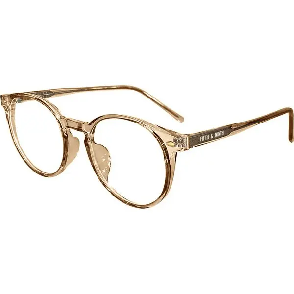 FIFTH & NINTH Round Frame Blue Light Filtering Eyeglasses - Transparent Pink