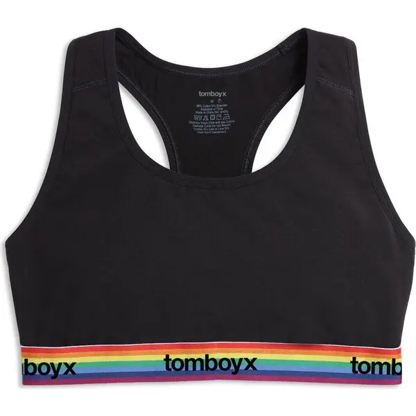 TOMBOYX Racerback Soft Bra - Black Rainbow Logo