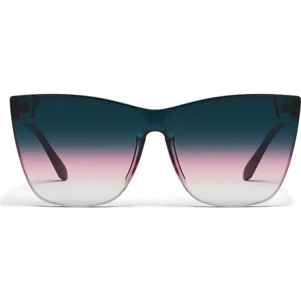 Quay Come Thru 144mm Gradient Cat Eye Sunglasses - Black/teal Glow