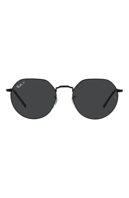 Ray-ban 51mm Polarized Round Sunglasses - Black/polarized Black