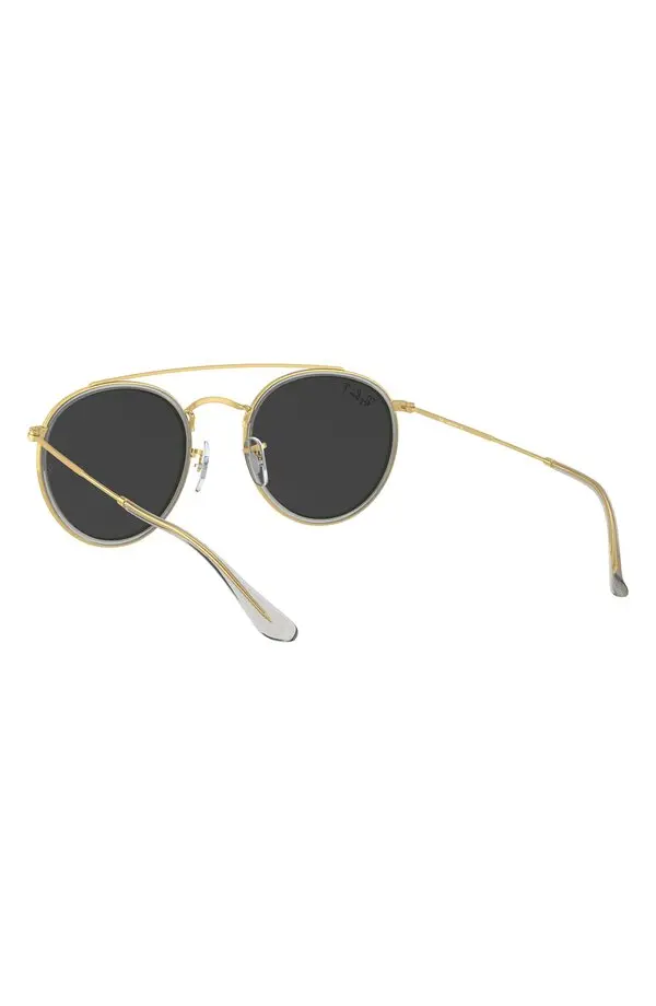 Ray-ban 51mm Polarized Round Sunglasses - Shiny Gold/ Black