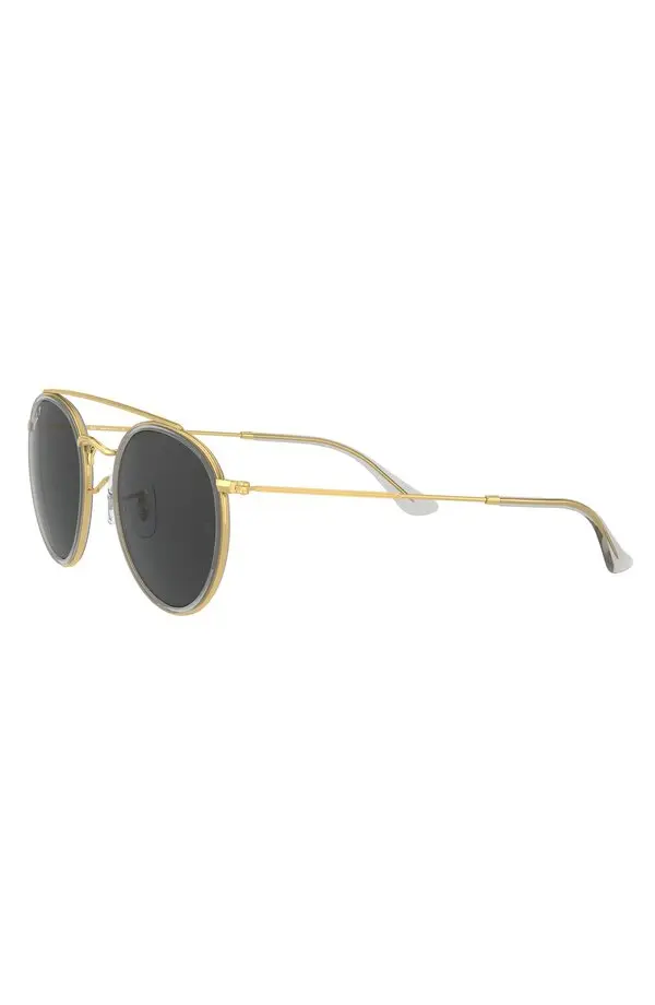 Ray-ban 51mm Polarized Round Sunglasses - Shiny Gold/ Black