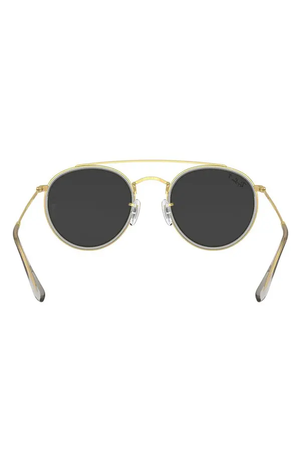 Ray-ban 51mm Polarized Round Sunglasses - Shiny Gold/ Black