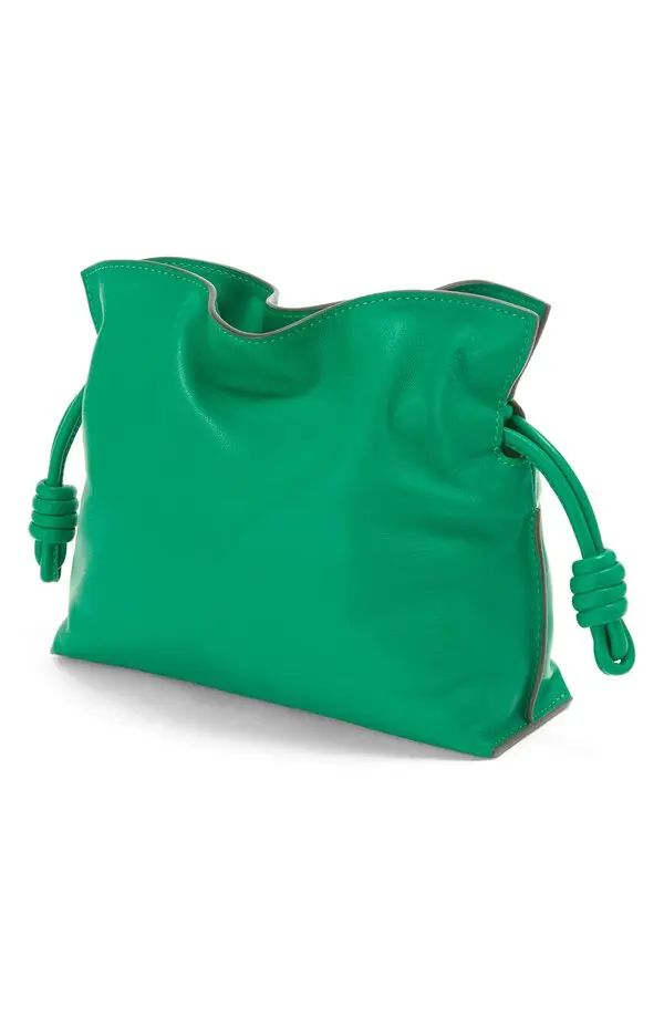 Loewe Mini Flamenco Leather Clutch - Jungle Green