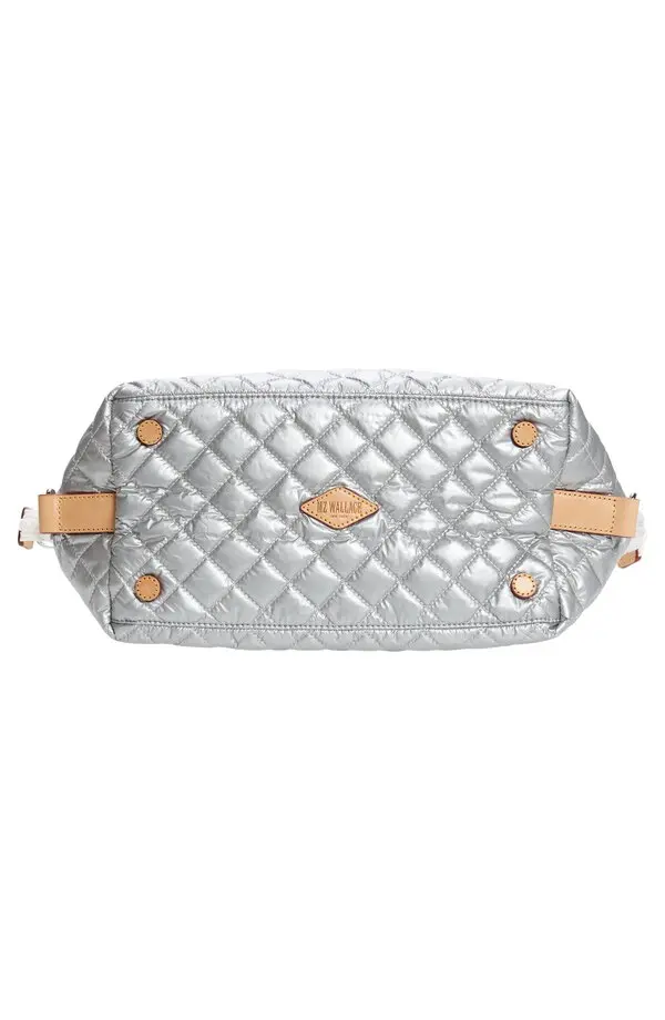 Mz Wallace Medium Sutton Quilted Shoulder Bag - Bright White/ Tin Metallic