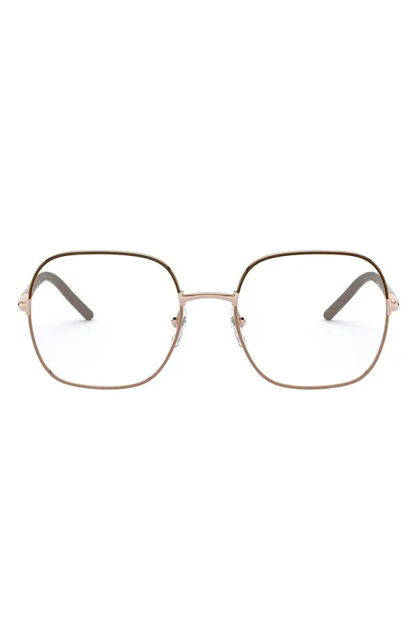 Prada 54mm Rectangle Optical Glasses - Brown/ Beige