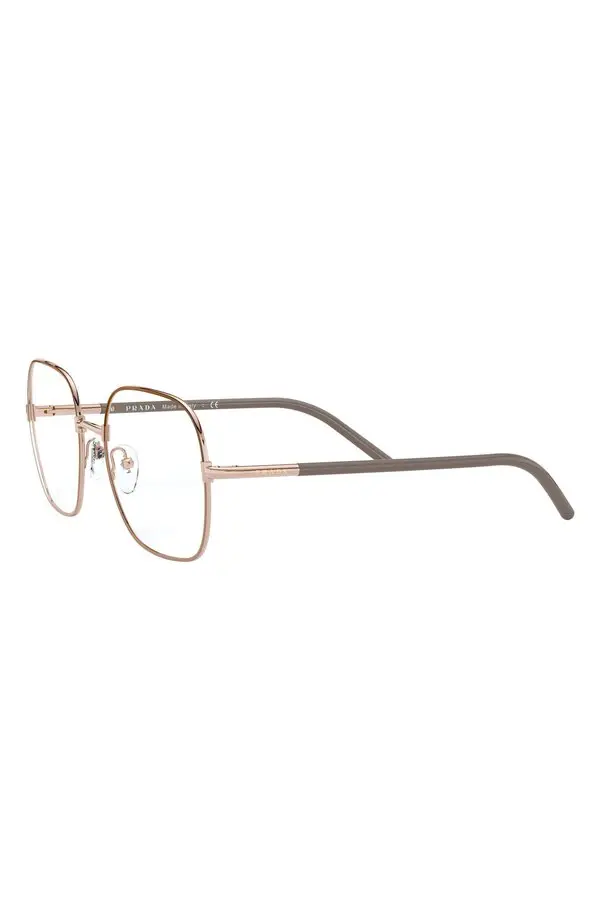 Prada 54mm Rectangle Optical Glasses - Brown/ Beige