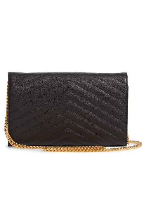 Saint Laurent Cassandre Matelassé Leather Wallet On A Chain - 1000 Nero