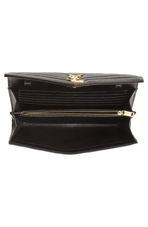 Saint Laurent Cassandre Matelassé Leather Wallet On A Chain - 1000 Nero