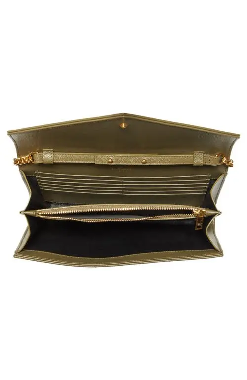 Saint Laurent Cassandre Matelassé Leather Wallet On A Chain