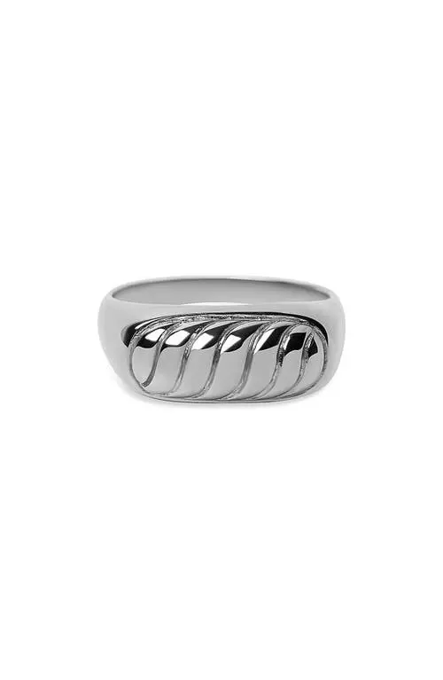 Argento Vivo Textured Signet Ring - Silver