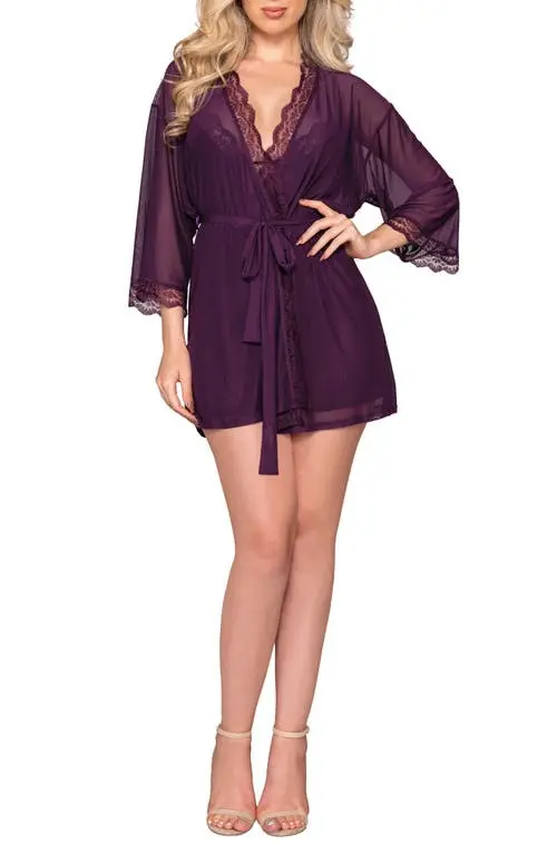 DREAMGIRL Mesh Chemise - Plum
