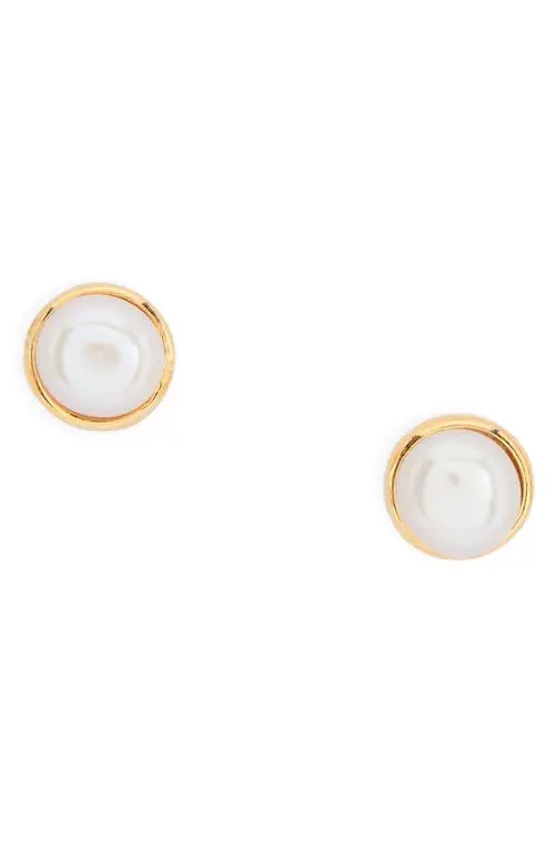 Monica Vinader Cultured Pearl Stud Earrings - Yellow Gold