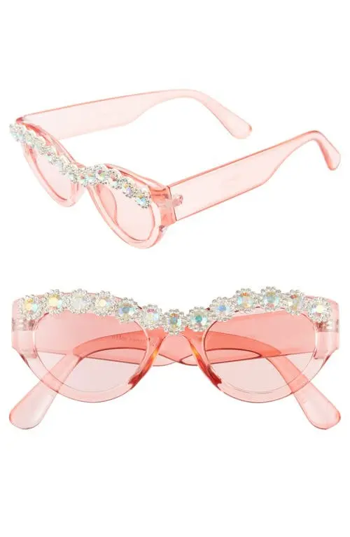 RAD + REFINED 50mm Crystal Embellished Sunglasses - Pink/crystal