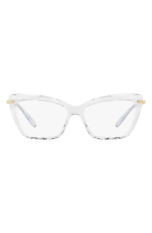 Dolce & Gabbana 53mm Cat Eye Optical Glasses - Crystal/gold