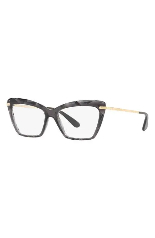 Dolce & Gabbana 53mm Cat Eye Optical Glasses - Transparent Grey